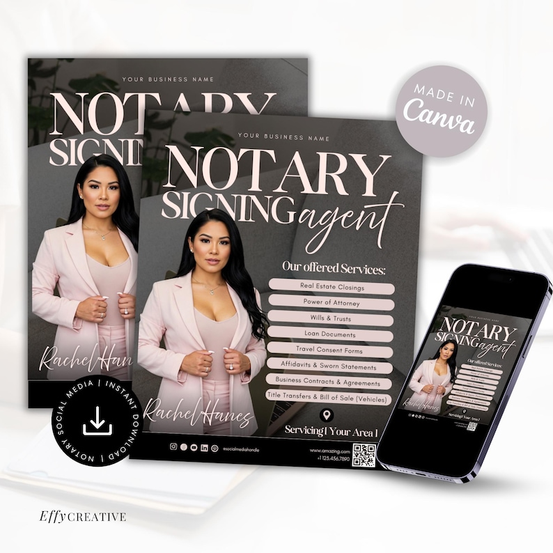 Notary Service Flyer Template: Mobile Notary, Loan Signing Agent ...