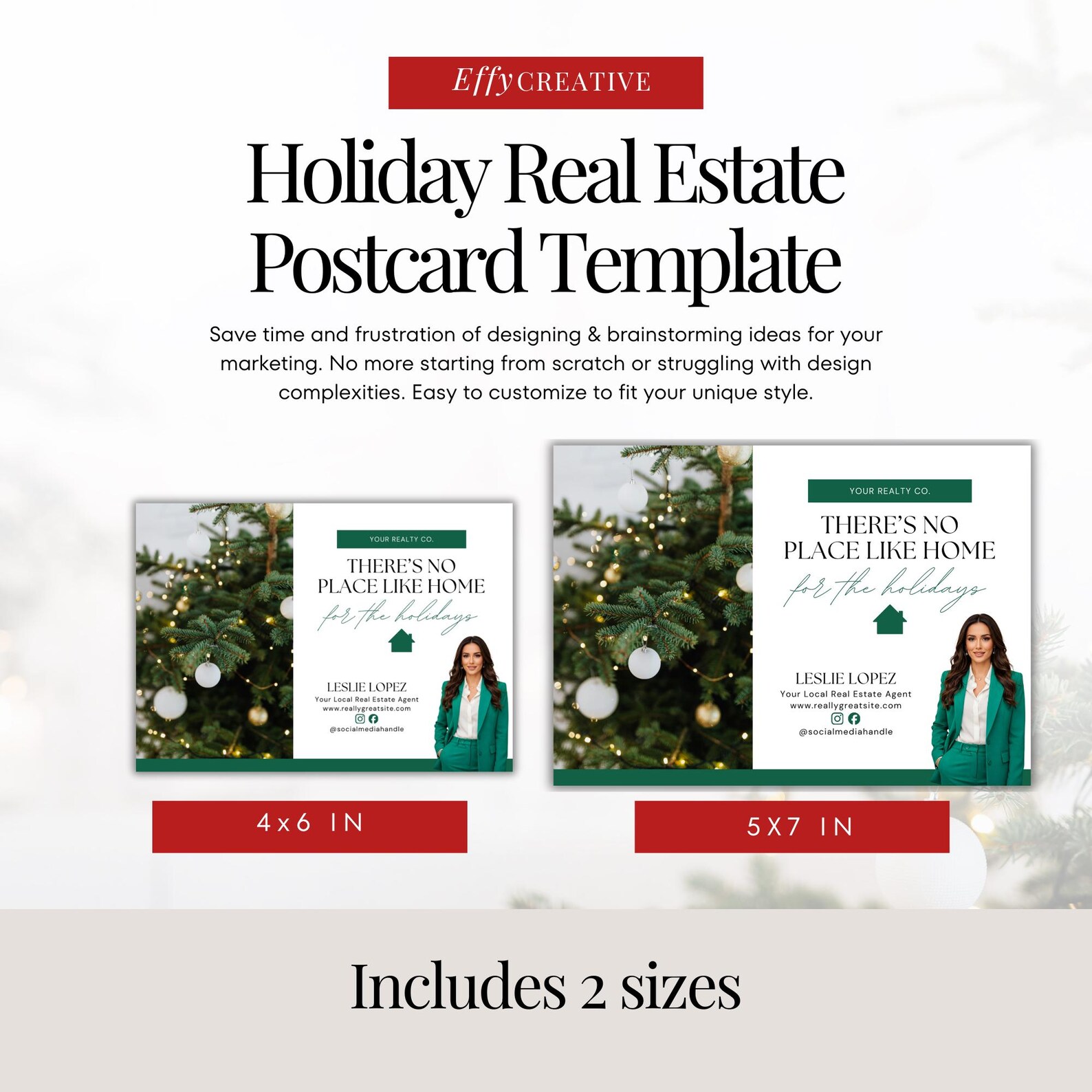 Real Estate Holiday Postcard | Realtor Editable Christmas Card for ...