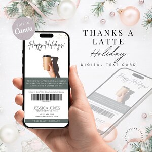 Thanks a Latte Christmas Holiday Card for Small Business Owners Digital ...