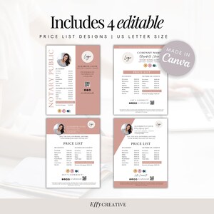 Notary Price List Template Editable Canva Notary Templates Loan Signing ...