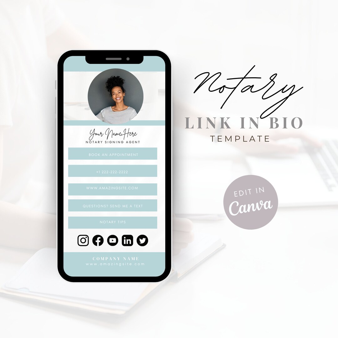 Notary Link in Bio, Notary Profile Design, Notary Marketing Templates ...