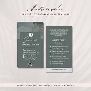 Tax Services Business Card Template: Editable Canva Design - Etsy