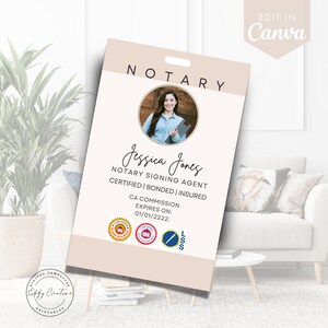 Notary ID Badge Template Notary Badge Notary Canva - Etsy