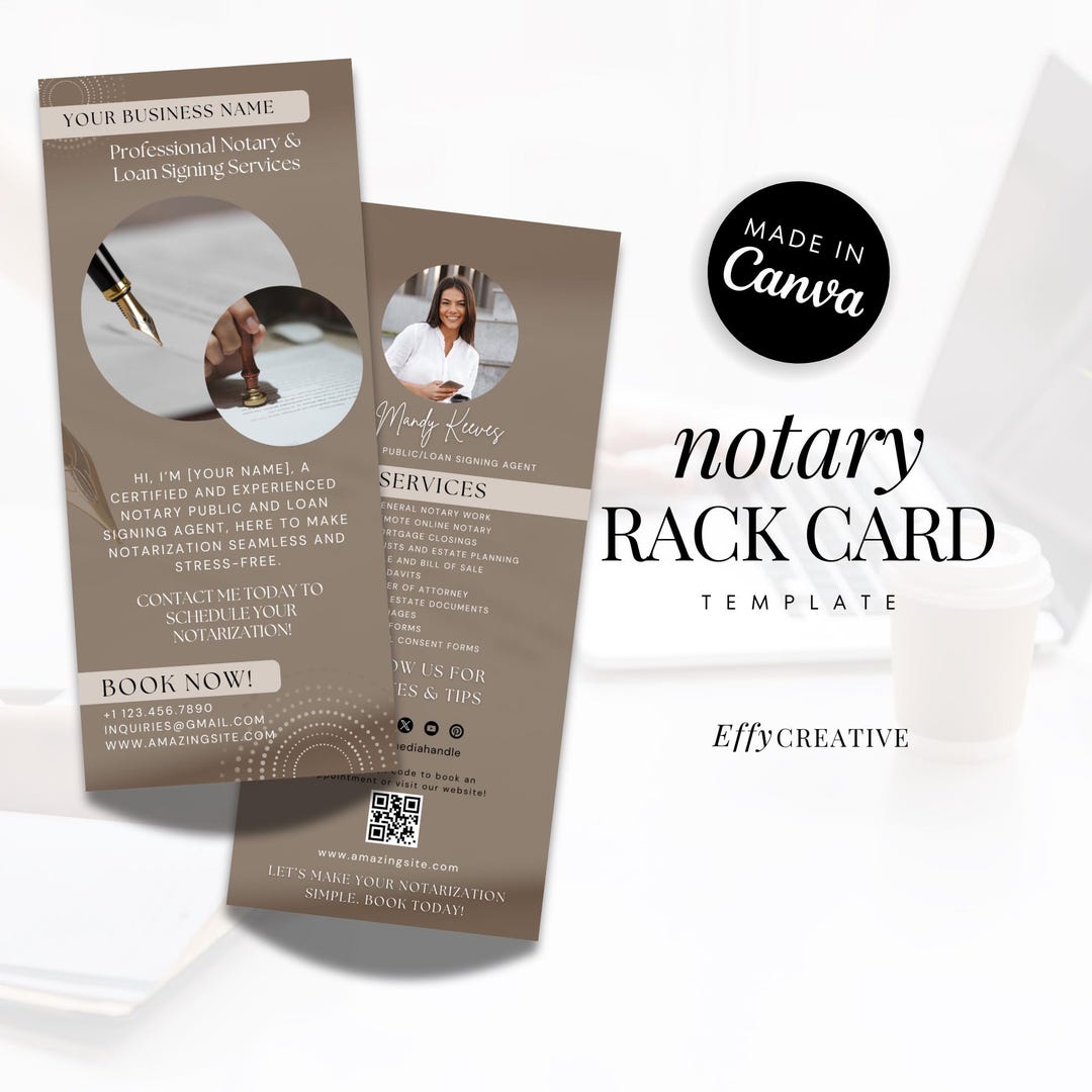 Notary Rack Card Template: Loan Signing Agent Marketing (canva Editable ...