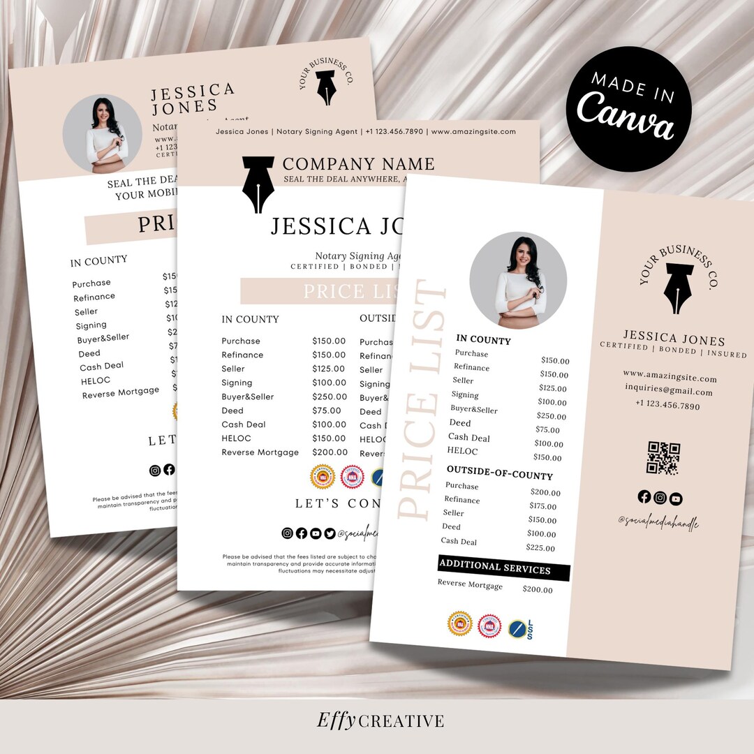 Notary Price List, Loan Signing Agent Price List, Notary Marketing ...