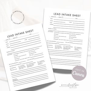 Printable Lead Intake Form for Realtors & Service Professionals ...