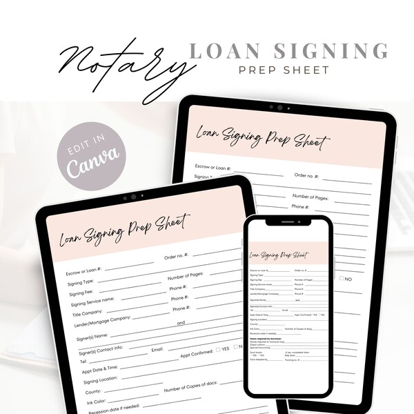 Notary Intake Sheet - Etsy