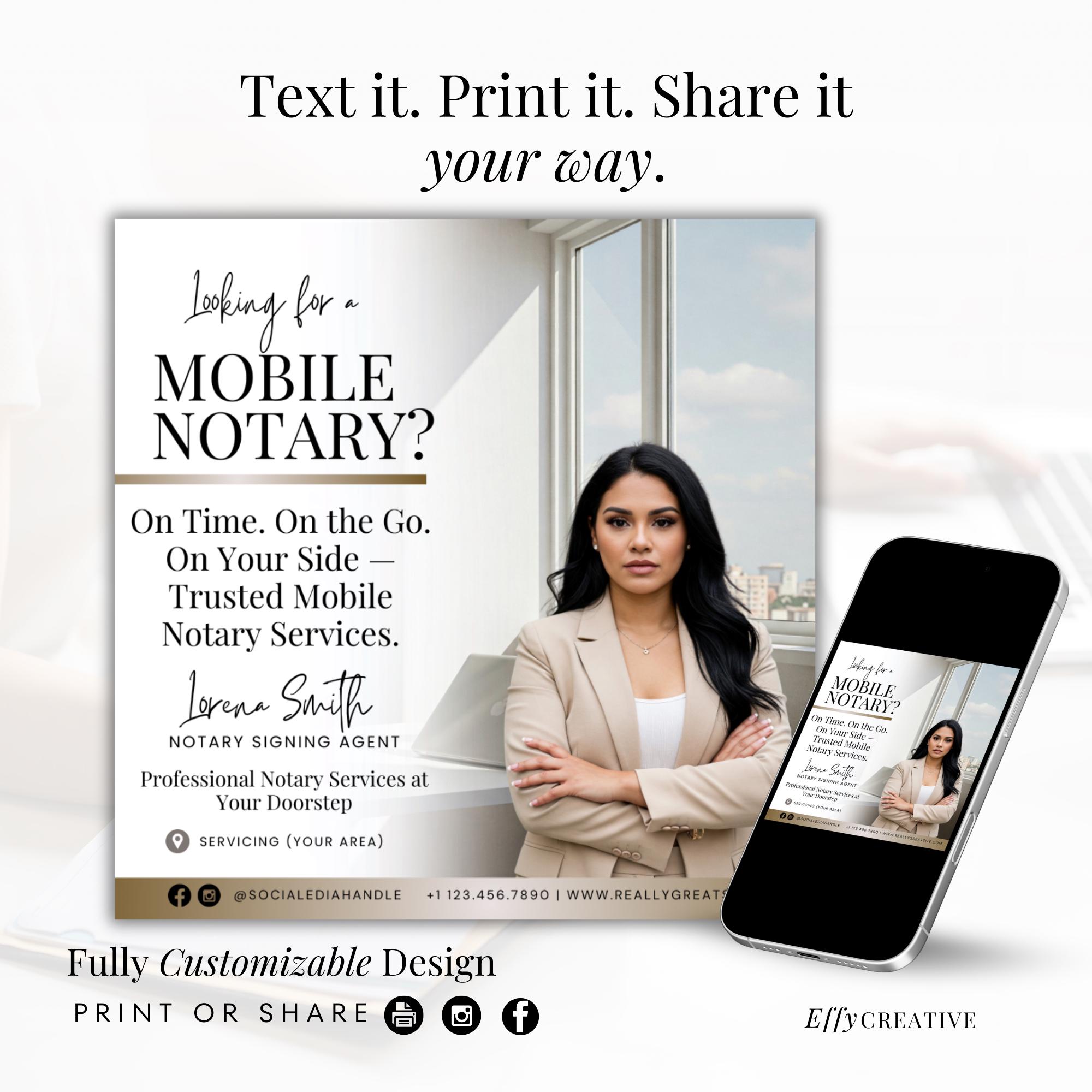 Notary Public Digital Flyer | Mobile Notary Instagram Post | Loan ...