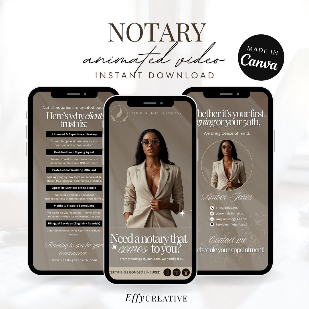 Animated Notary Business Flyer Template | Vertical Notary Digital Card ...