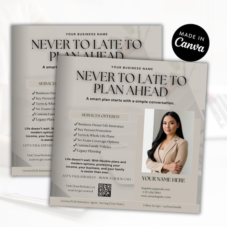 Life Insurance Agent Flyer Template: Editable Canva Design (digital ...