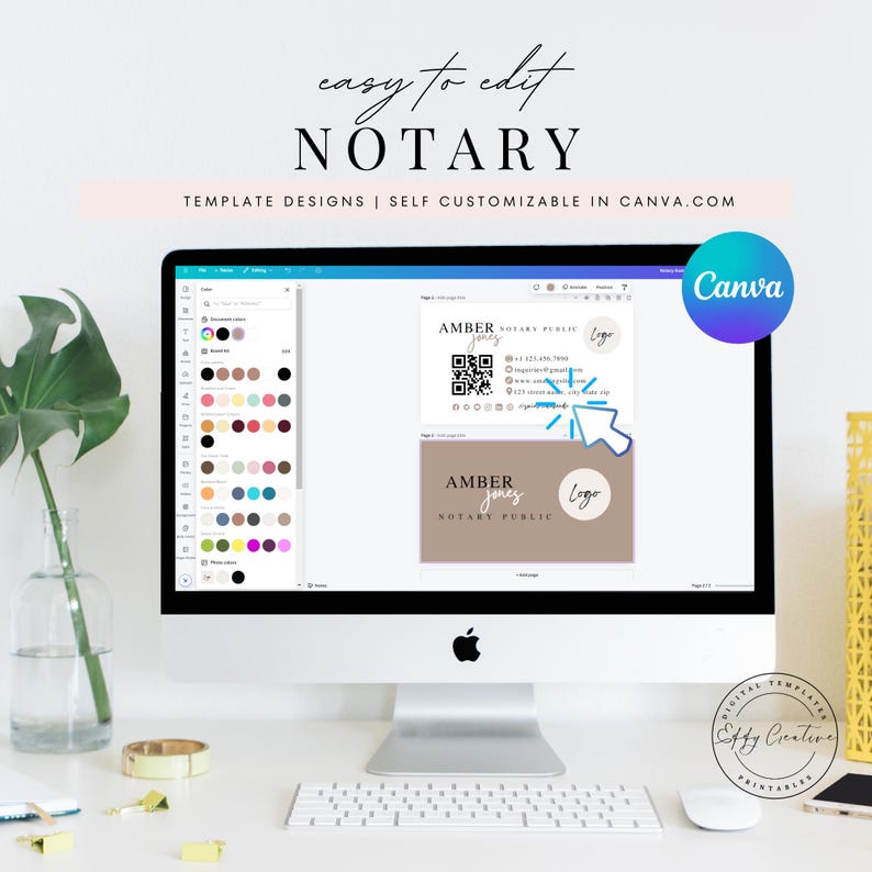 Notary Business Card Template: Modern Canva Design (DIY Printable) - Etsy