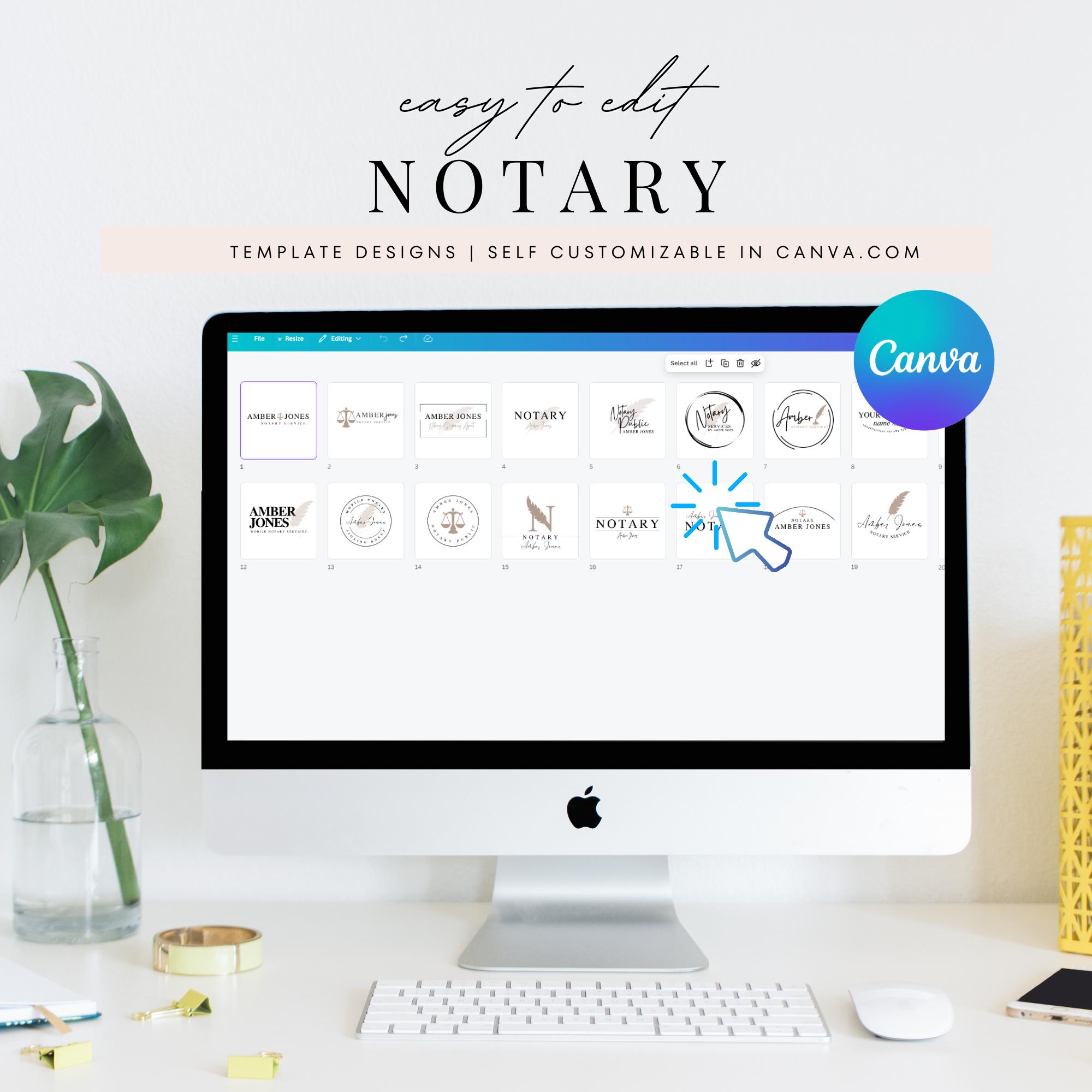 Notary Logo Designs: Elegant Business Templates (canva Editable) - Etsy