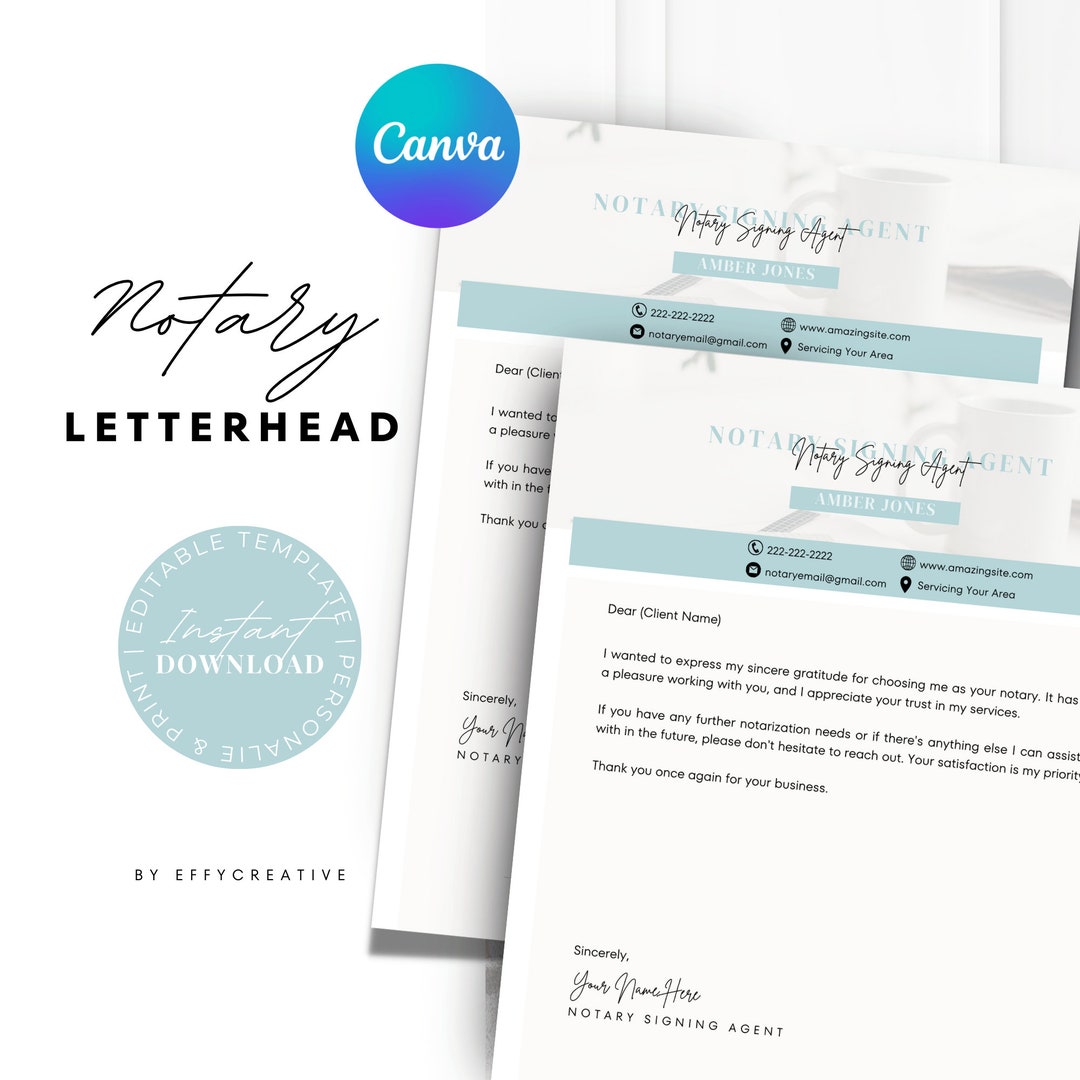 Notary Letterhead Template Loan Signing Agent Flyer Notary - Etsy