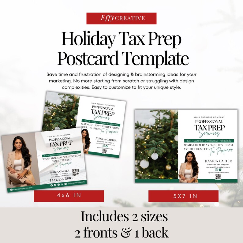 Holiday Tax Preparer Postcard Template | Christmas Tax Prep Flyer ...