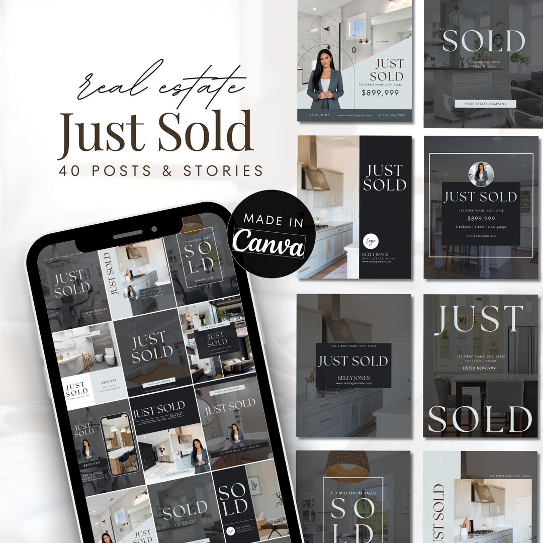 Real Estate Just Sold Social Media | Realtor Instagram Posts | Canva ...