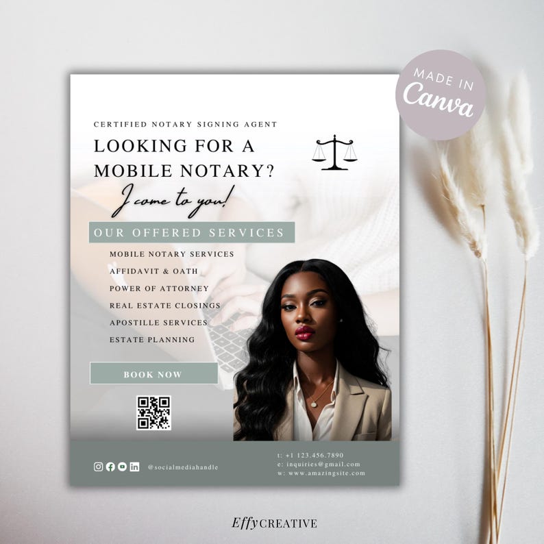 Notary Service Flyer Template: Mobile Notary Marketing (canva Editable ...