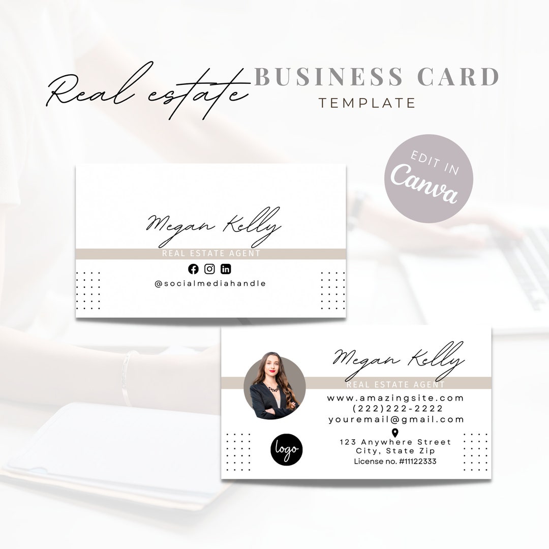 Real Estate Business Card Template, Editable Realtor Business Card ...