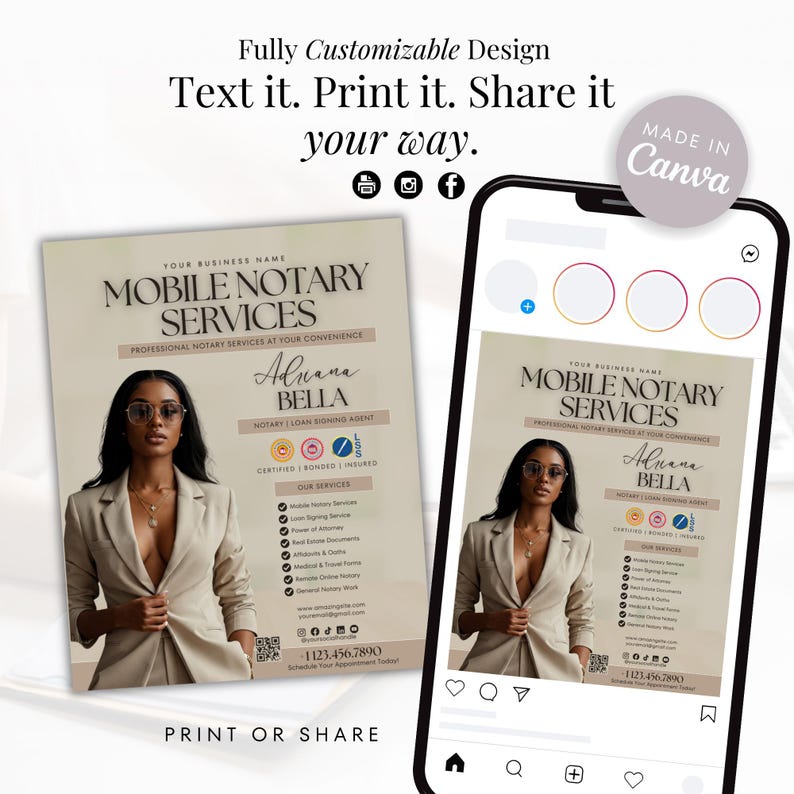 Notary Service Flyer Template: Mobile Notary, Loan Signing Agent ...