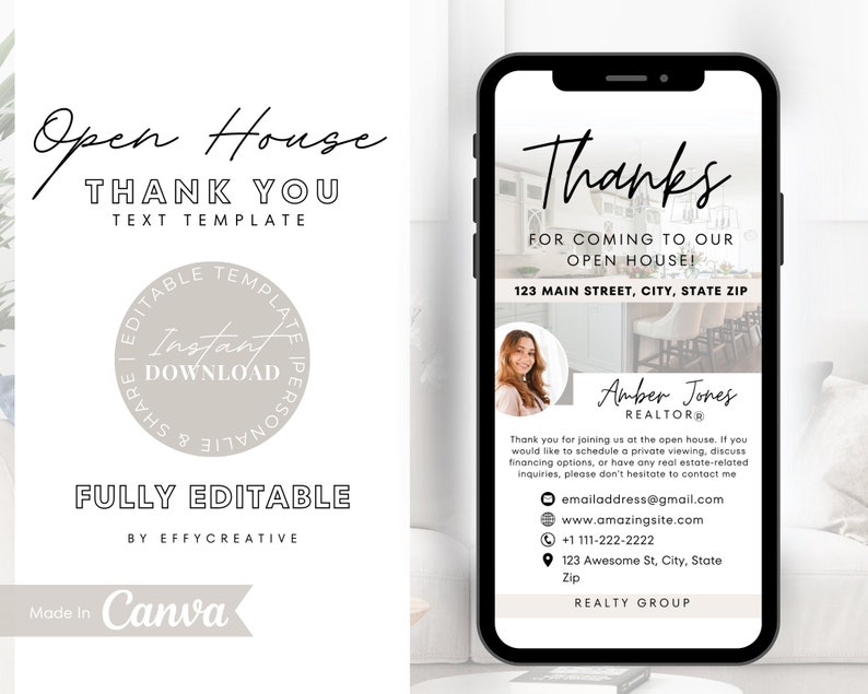 Open House Thank You Text Thank You for Coming to My Open - Etsy