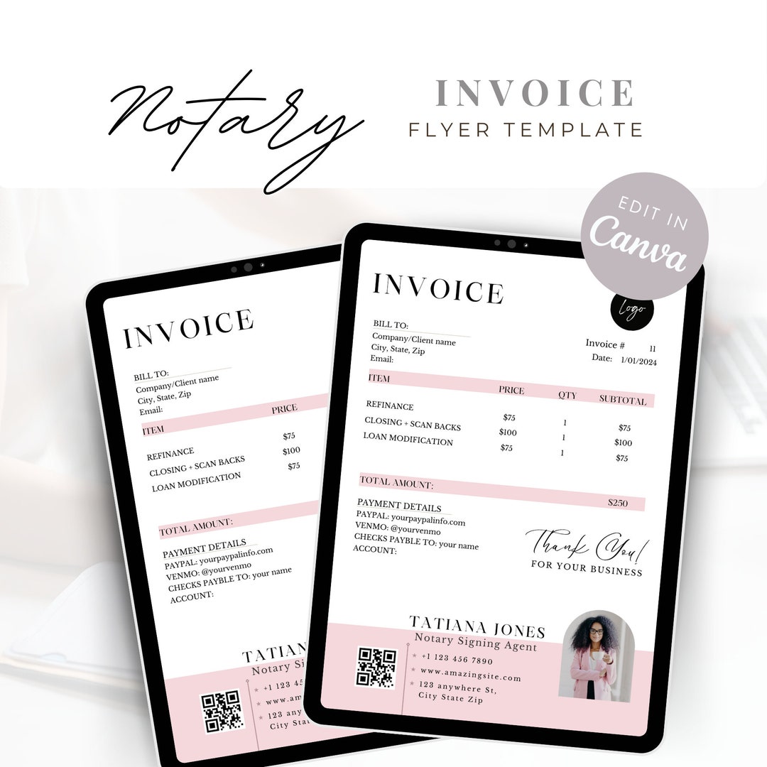 Notary Invoice Template, Notary Marketing Flyer, Loan Signing Agent ...
