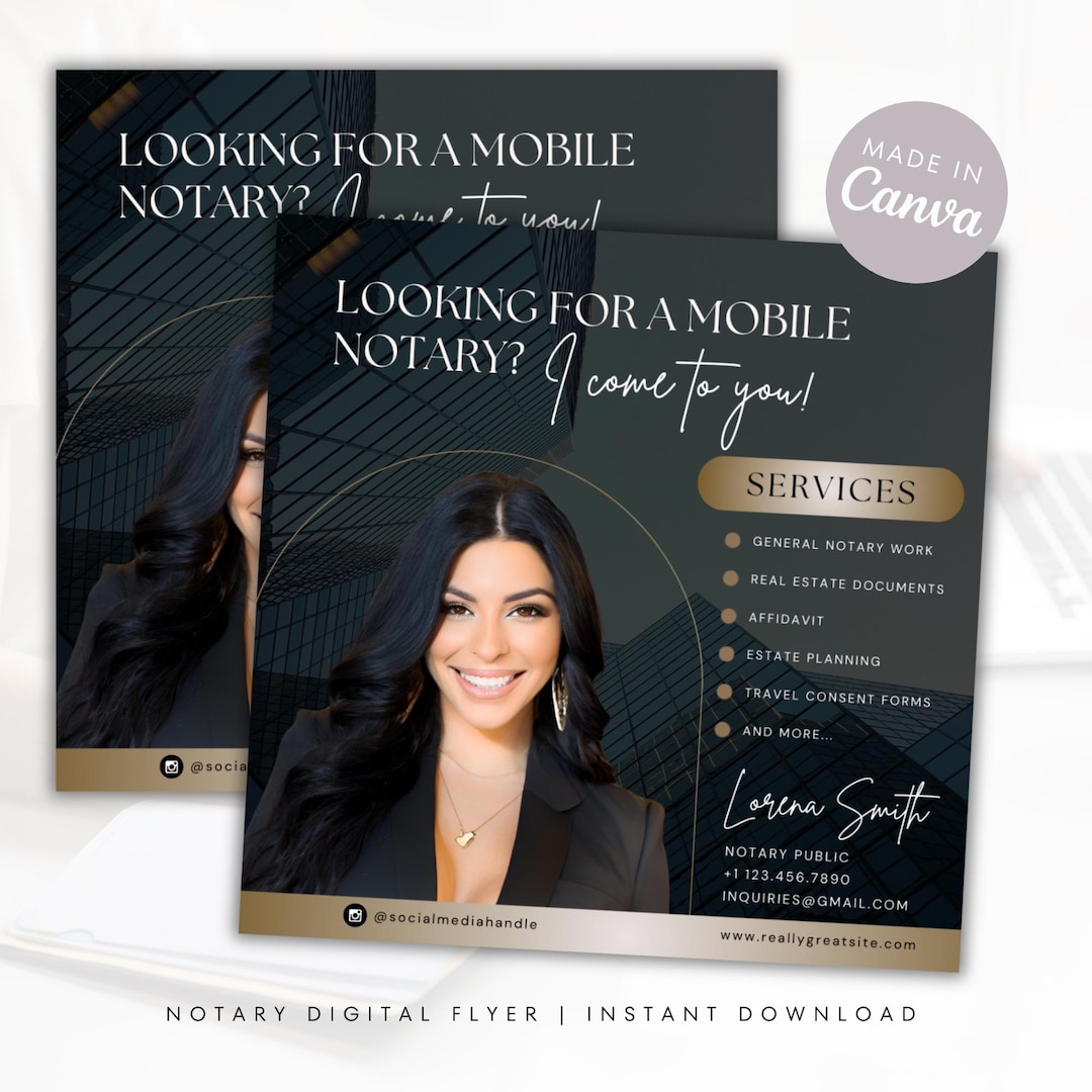 Notary Business Flyer Template: Editable Canva Design (digital Download ...