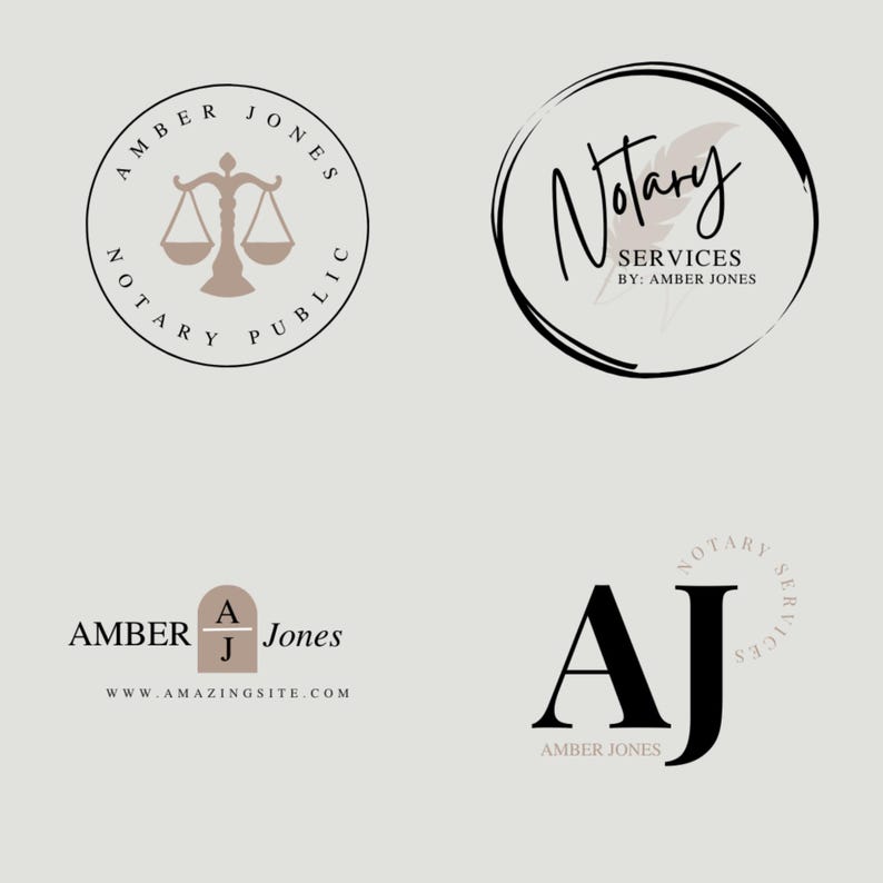 Notary Logo Designs: Elegant Business Templates (canva Editable) - Etsy