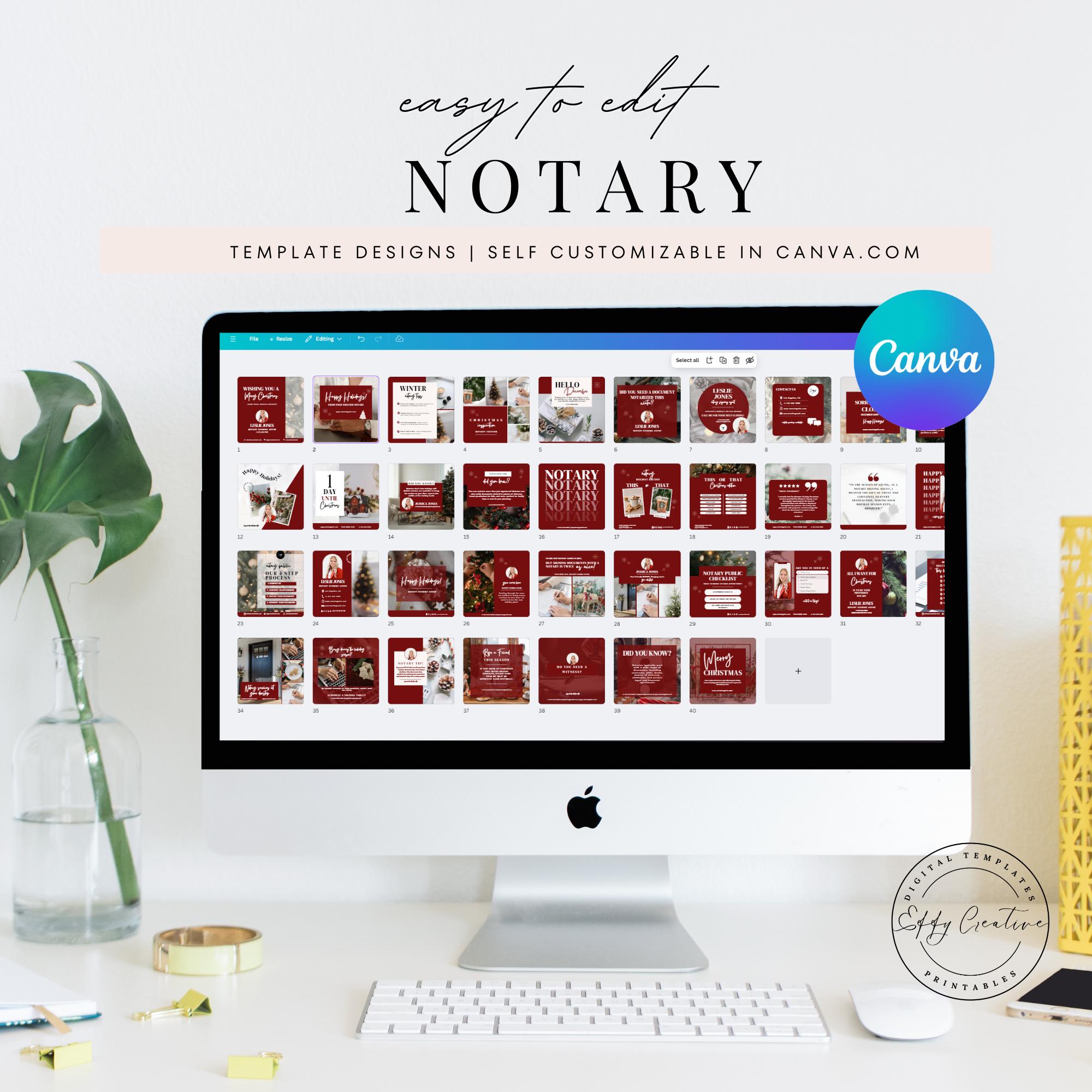 Notary Holiday Social Media Post Templates Black Christmas Theme Canva ...
