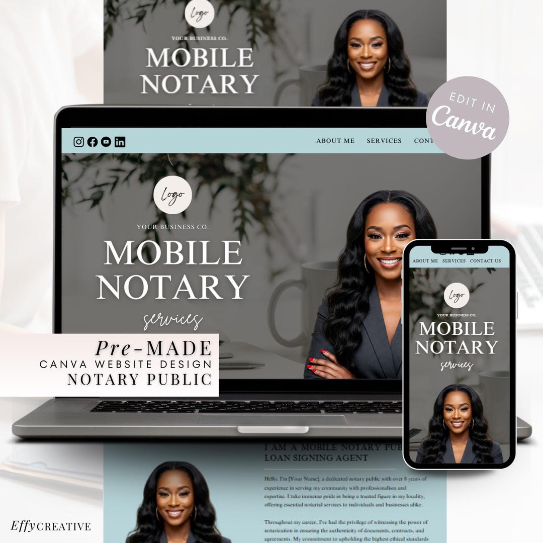 Notary Website Template for Canva | Editable Landing Page for Notaries ...