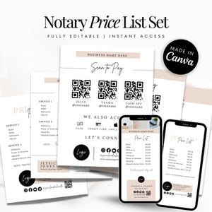 Price List Template, Scan to Pay, Notary Business Templates, Notary ...