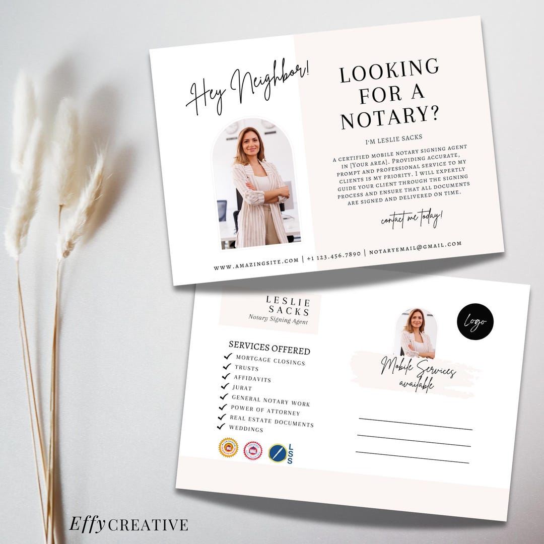 Notary Business Postcard Template: Marketing Mailer (canva Editable) - Etsy
