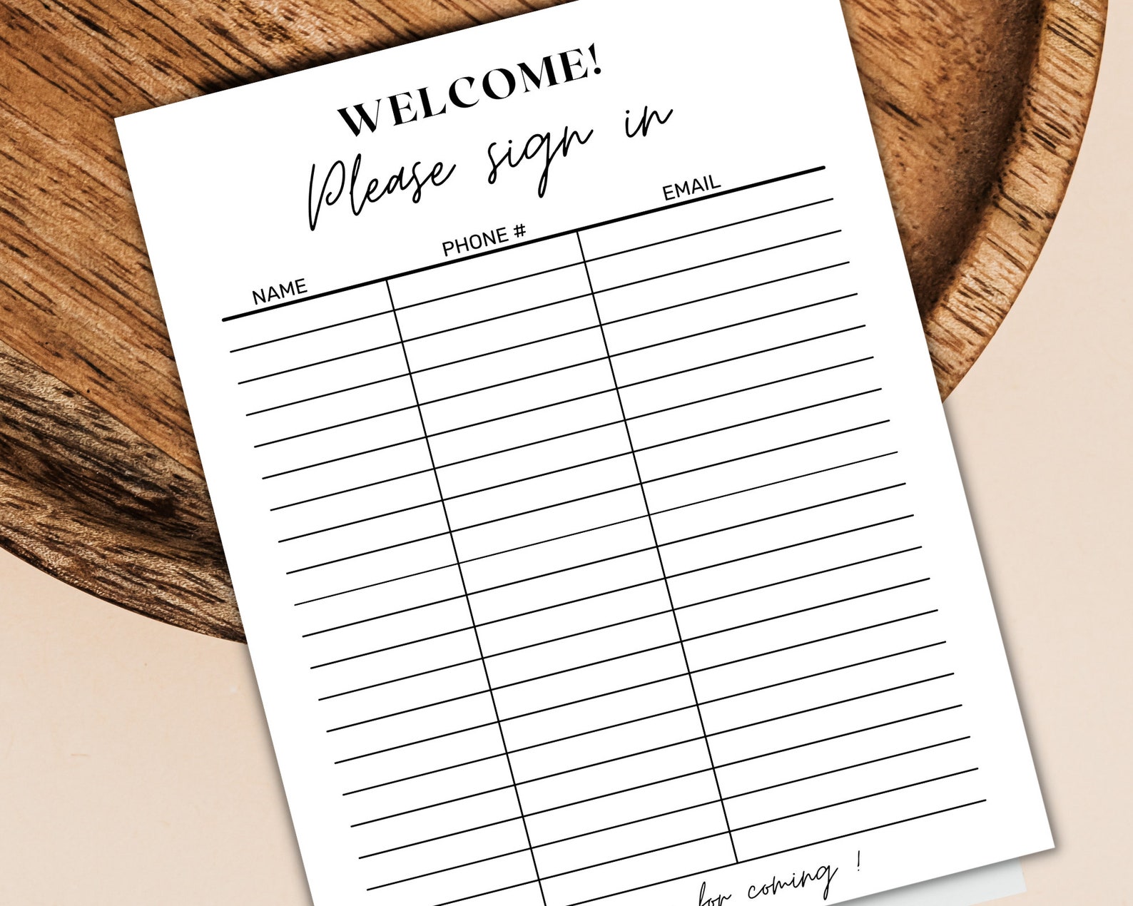 Fillable Sign in Sheet Printable Welcome Sheet Sign in - Etsy Canada