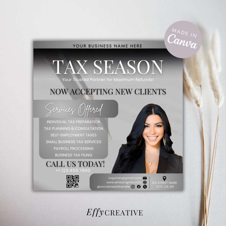 Modern Tax Prep Flyer Template | Editable Canva Tax Preparer Marketing ...