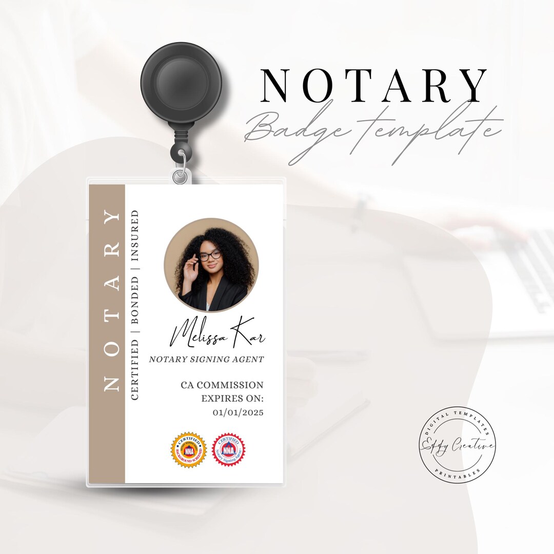 Notary ID Badge Template for Canva | Customizable Badge for Notaries ...