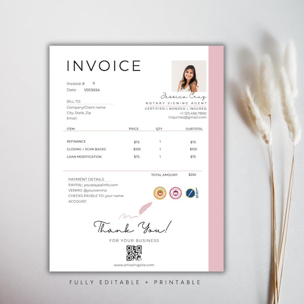 Invoice Template - Editable Small Business Invoice - Invoice Template ...