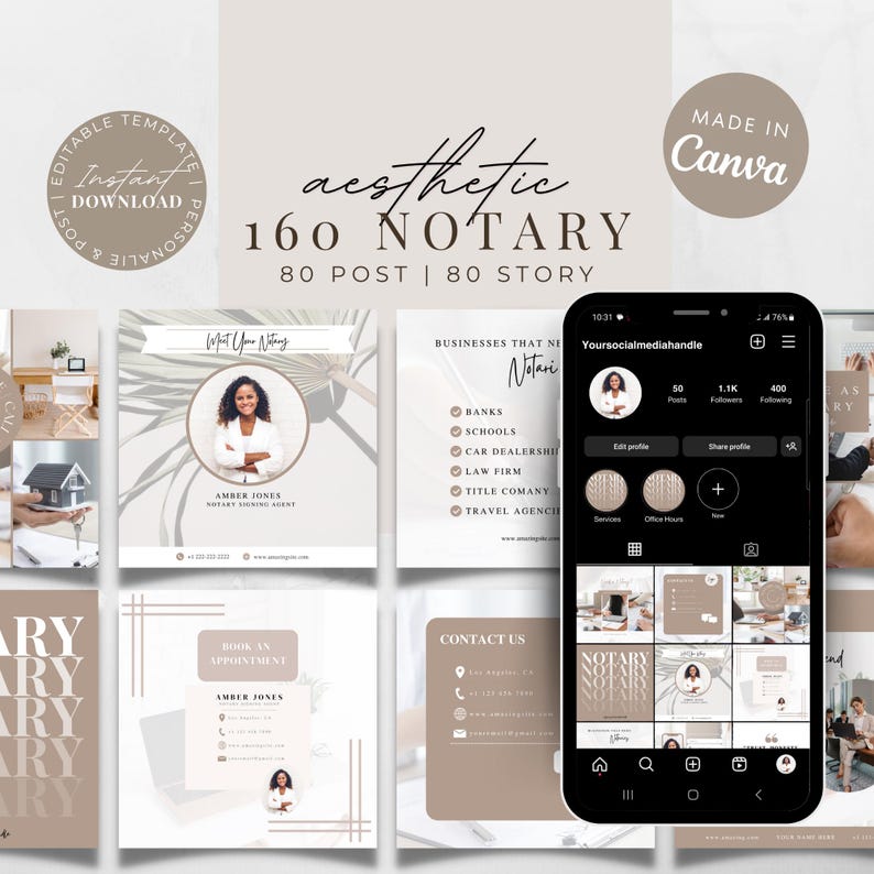 Notary Social Media Templates: Customizable Marketing Bundle (canva ...