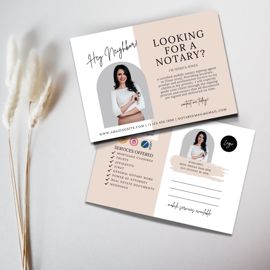 Editable Notary Postcard Template: Small Business Marketing (canva ...