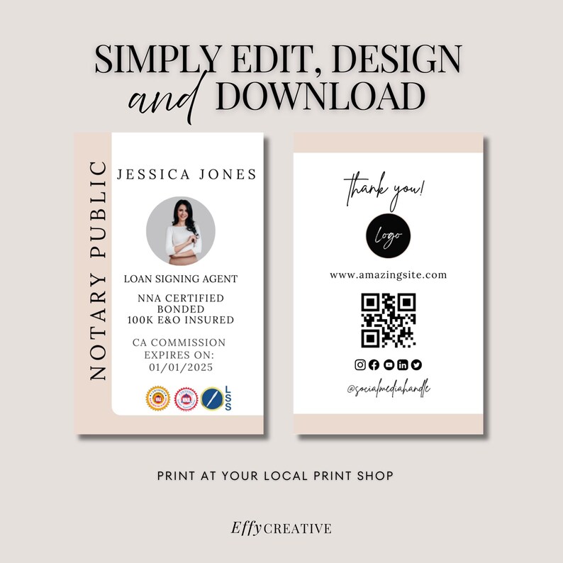 Editable Notary ID Badge Template: Canva Design (digital Download) - Etsy