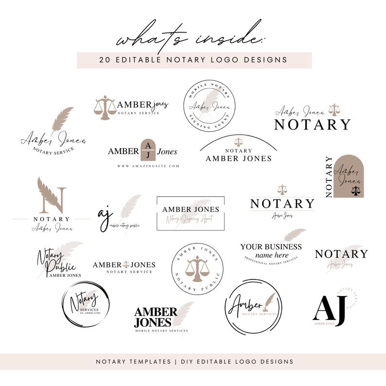 Notary Logo Designs: Elegant Business Templates (canva Editable) - Etsy