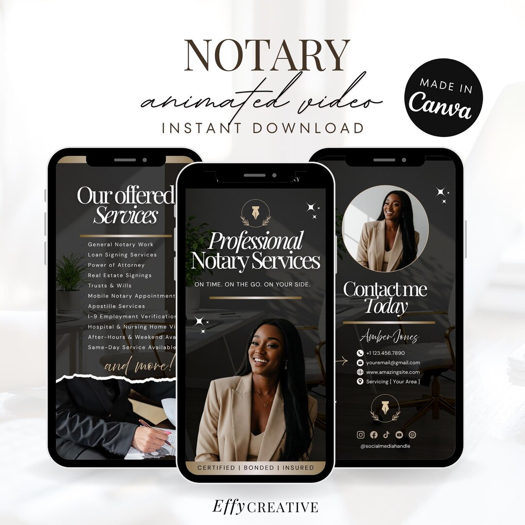 Animated Notary Business Flyer Template | Vertical Notary Digital Card ...