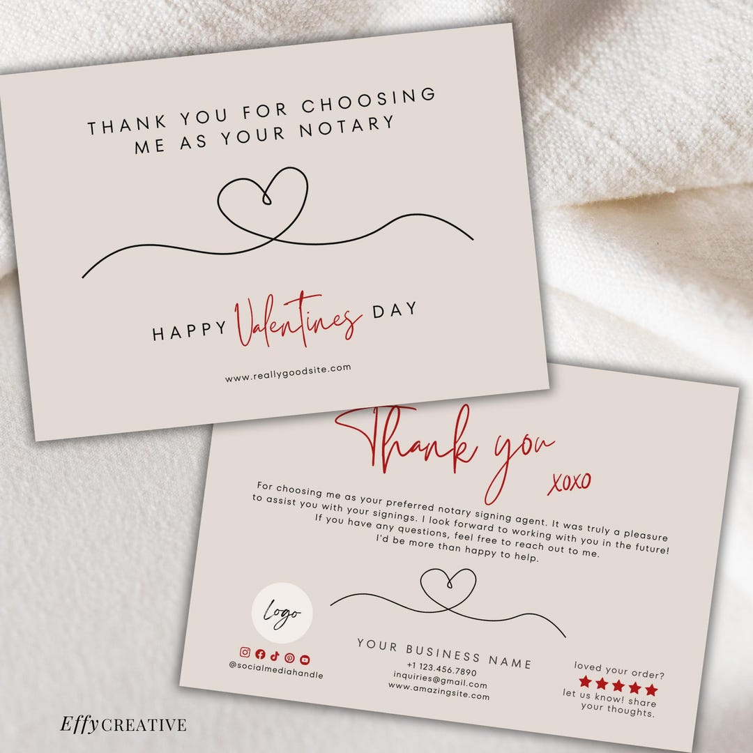 Valentines Day Thank You Card Template Editable Canva Business Thank ...
