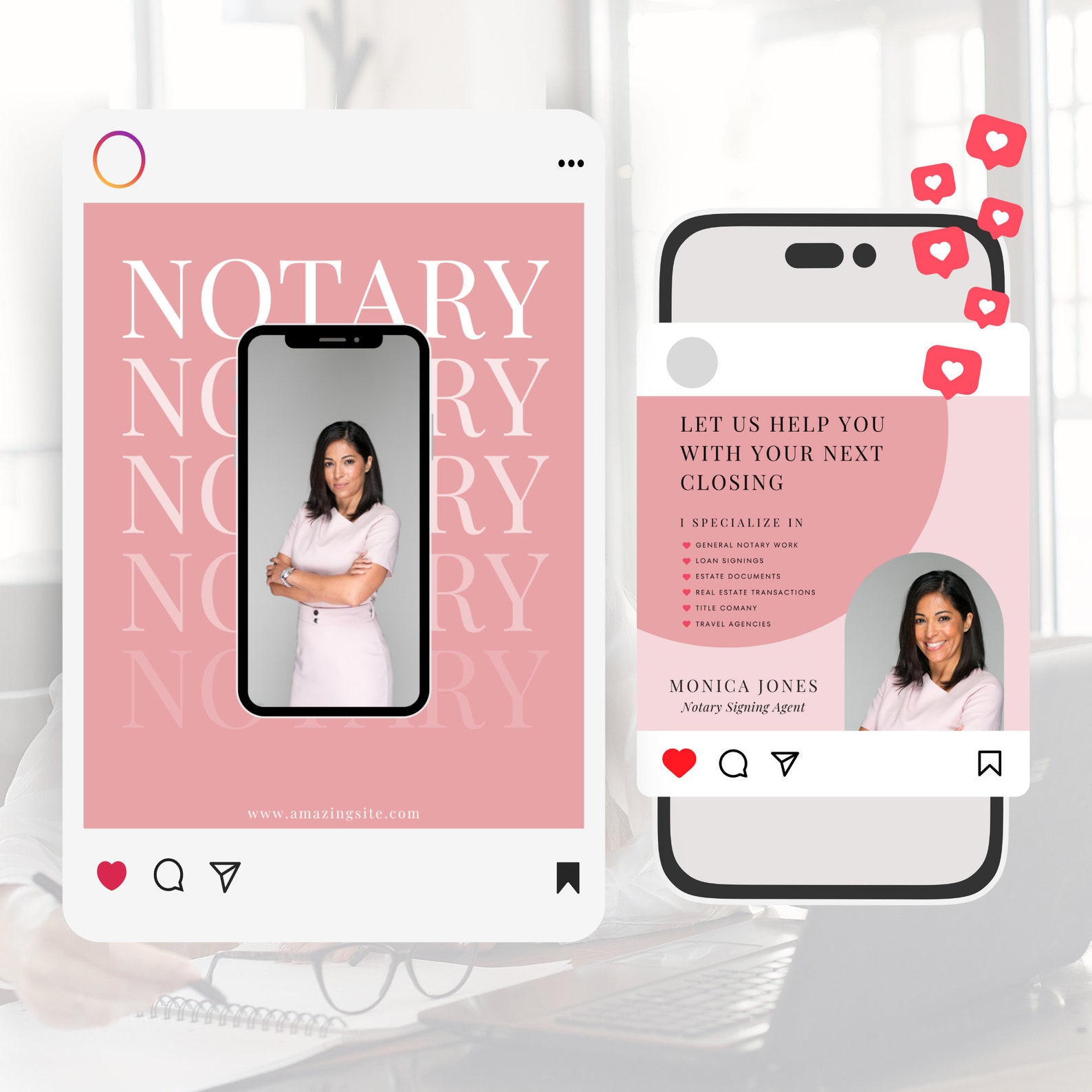 Valentine Notary Social Media Post Templates, Notary February Marketing ...