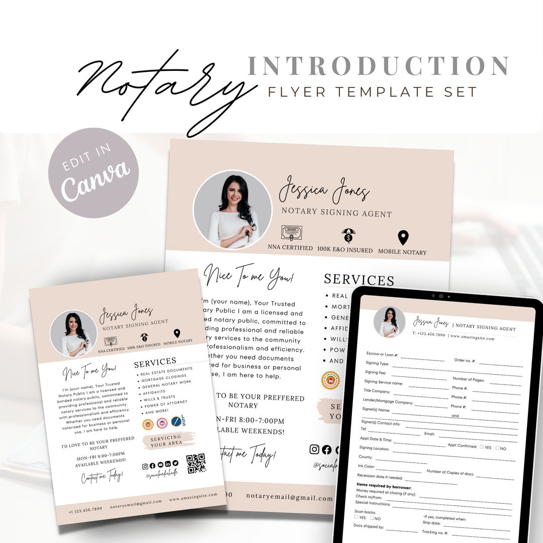 Editable Notary Introduction Flyer Template: Loan Signing Agent ...