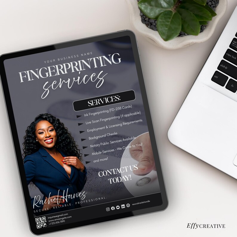 Notary Fingerprinting Flyer Template: Mobile Services Canva Design ...