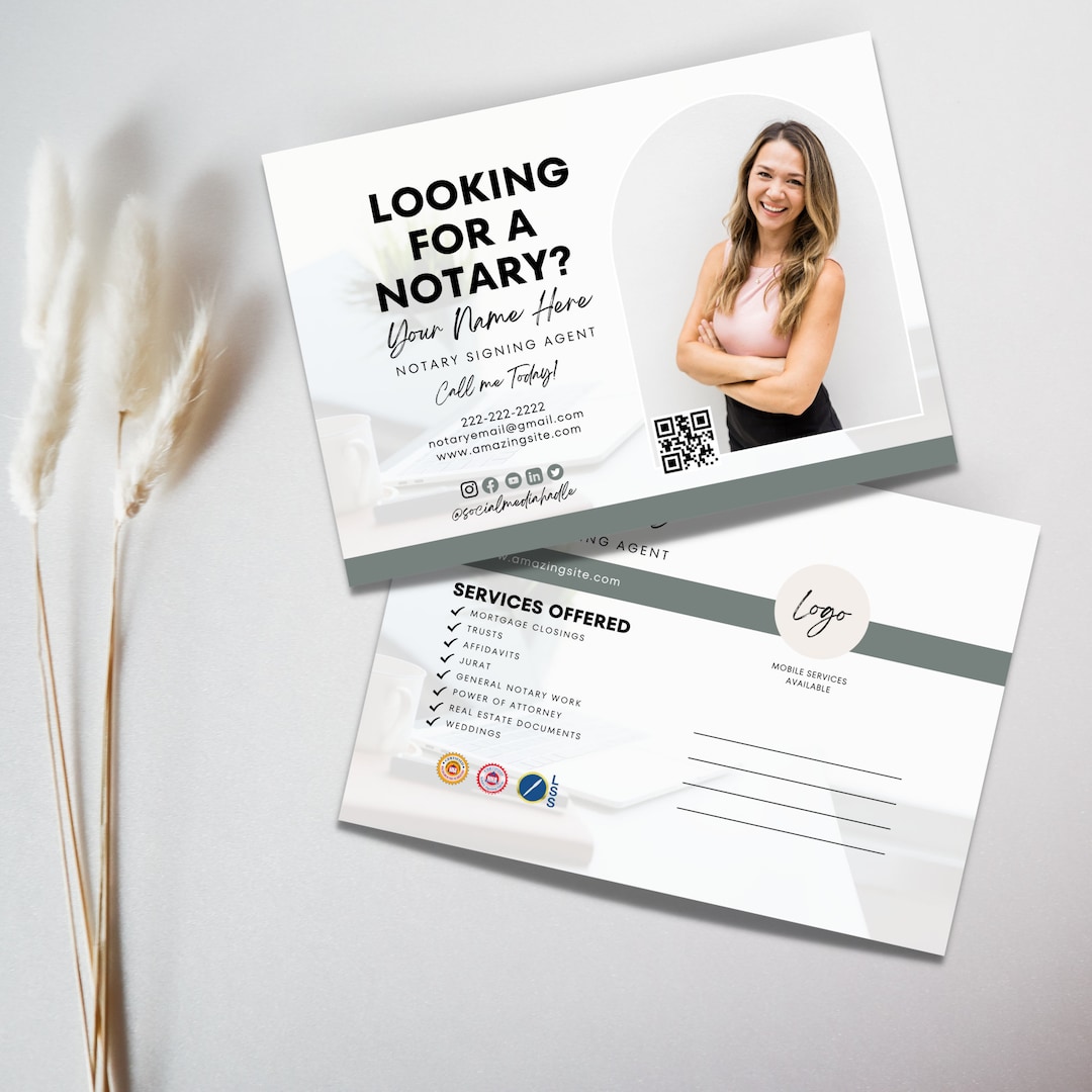 Notary Postcard Template, Notary Marketing Template, Editable Postcard ...