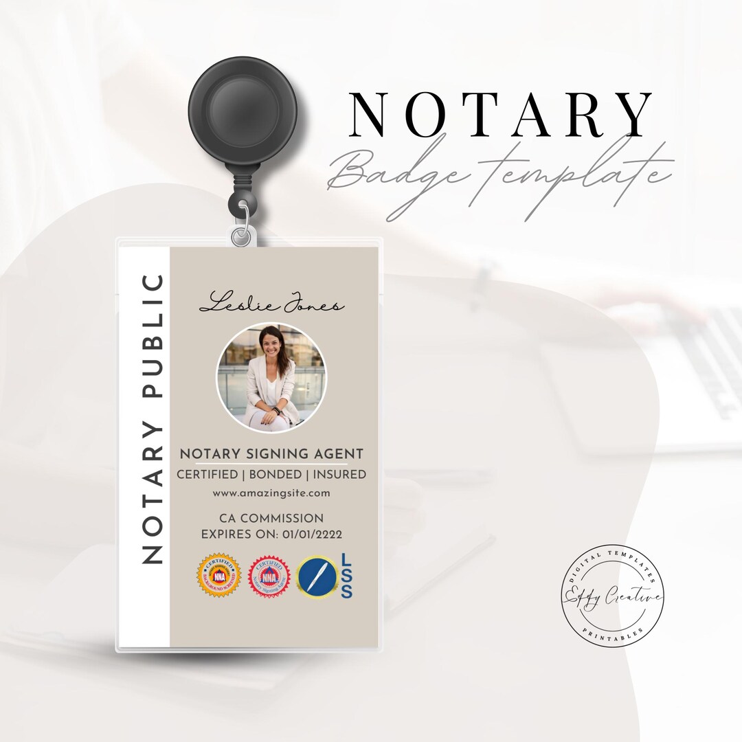 Notary ID Badge Template for Canva | Customizable Badge for Notaries ...