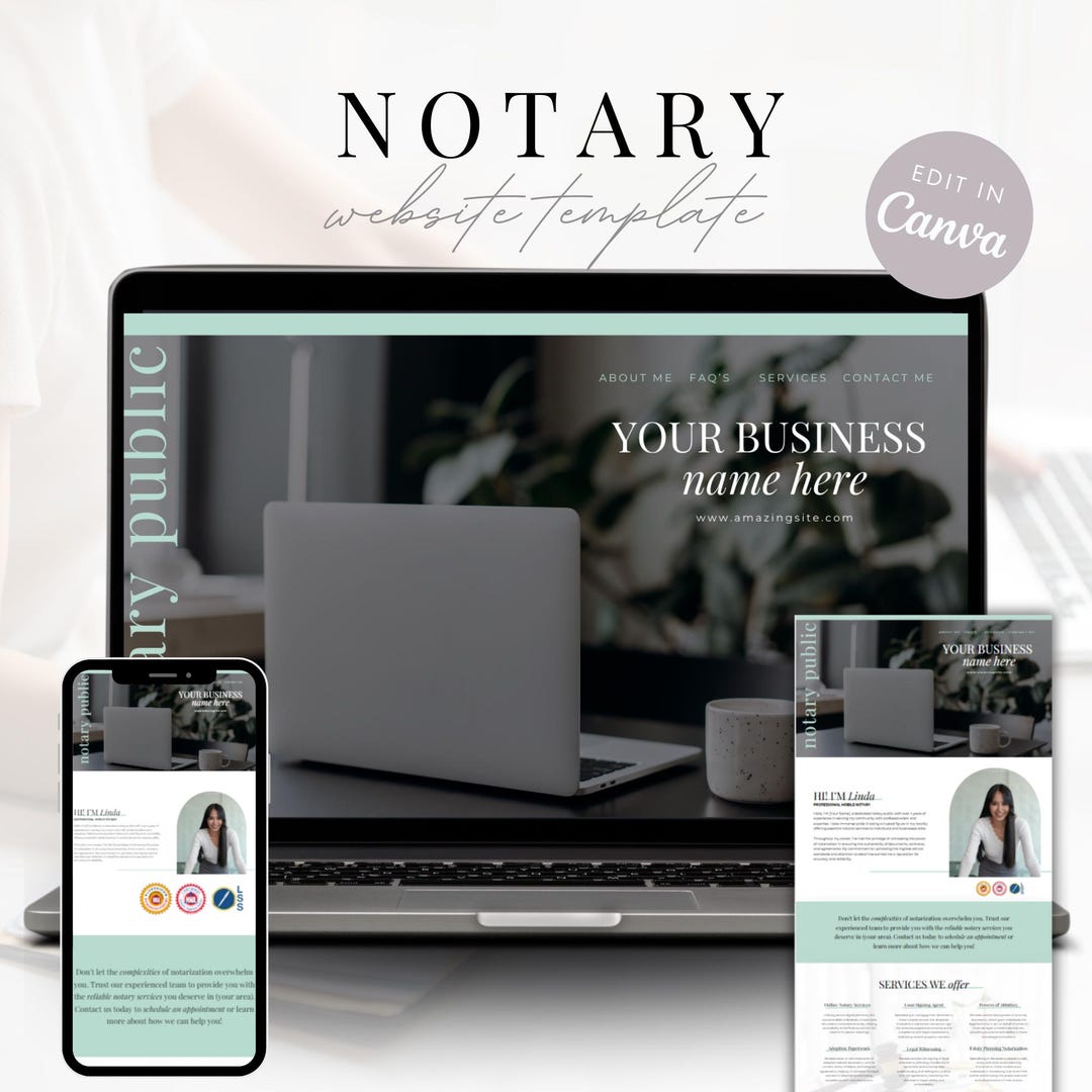 Notary Website Template Editable Notaries Loan Signing Agents Mobile ...