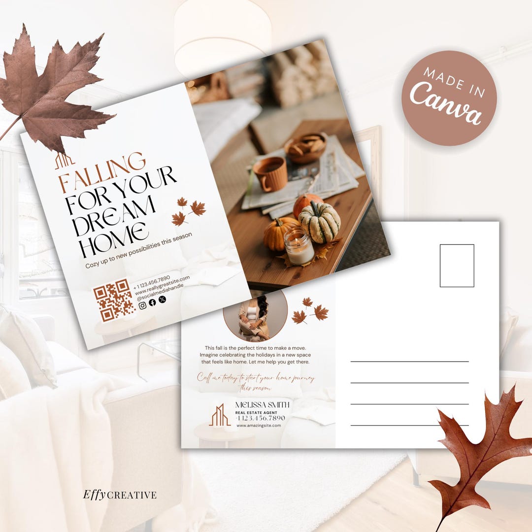Fall Real Estate Postcard Template: Editable Realtor Marketing (canva ...