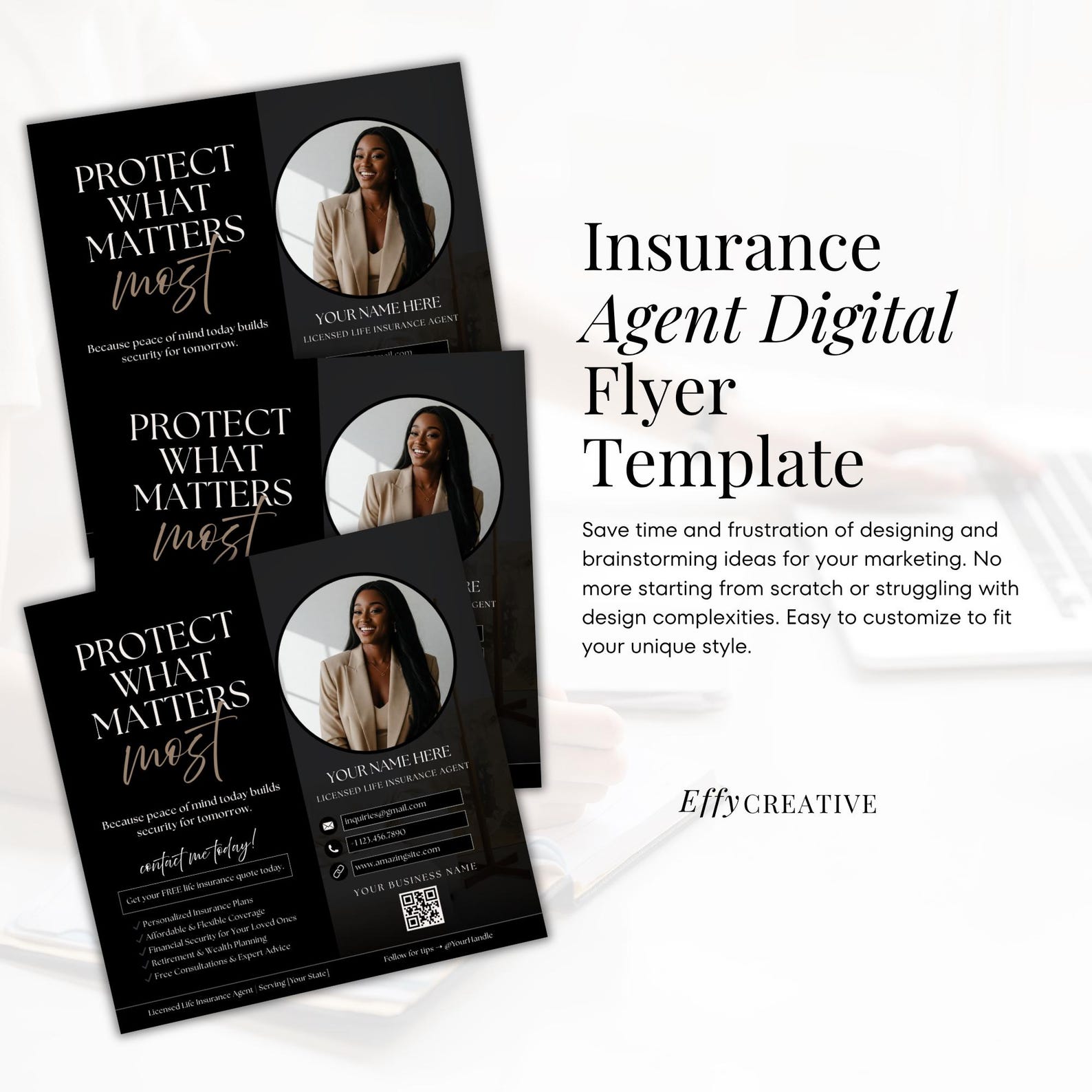 Life Insurance Agent Flyer | Insurance Instagram Posts | Editable Canva ...