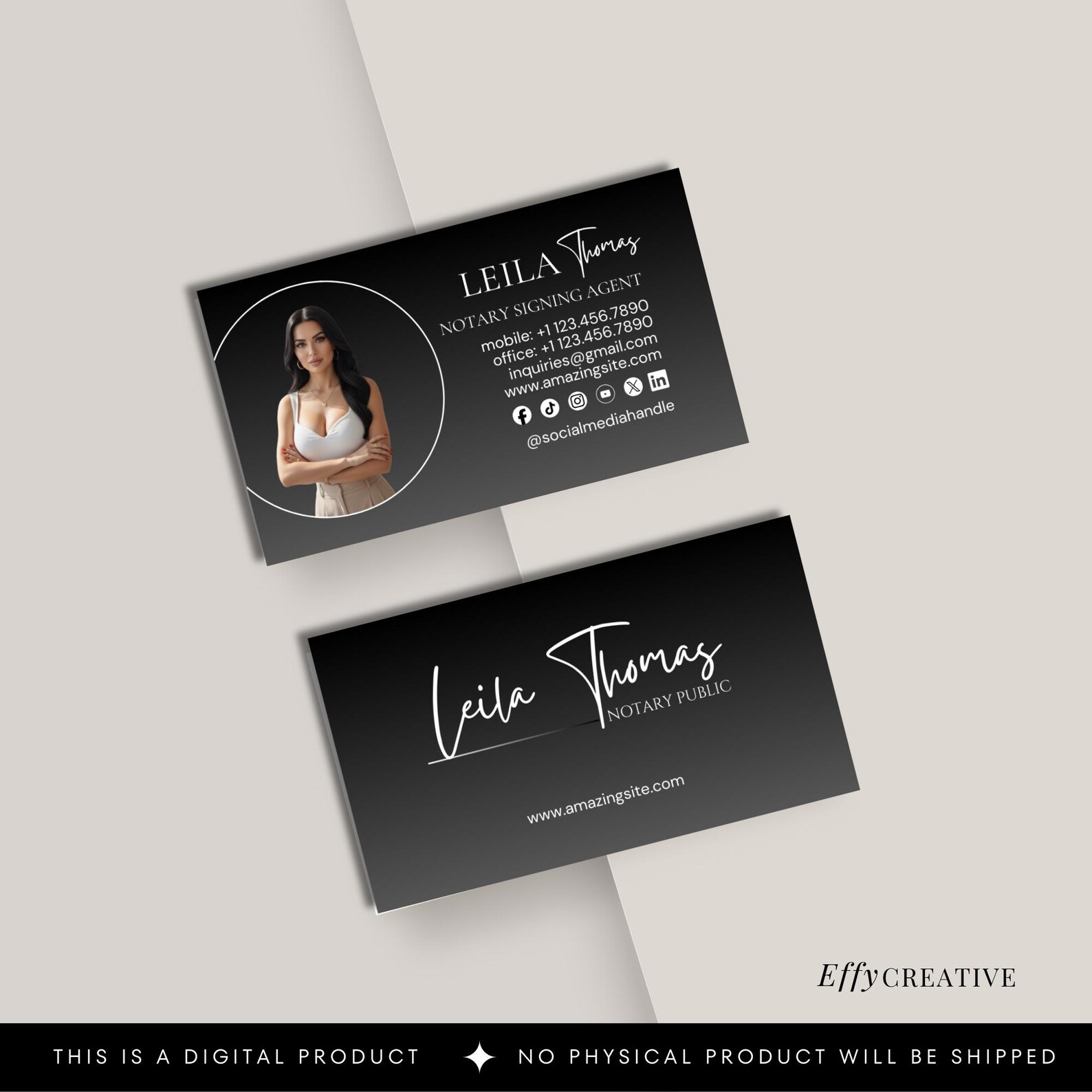 Notary Business Card | Modern Card Template | Canva | Instant Download ...