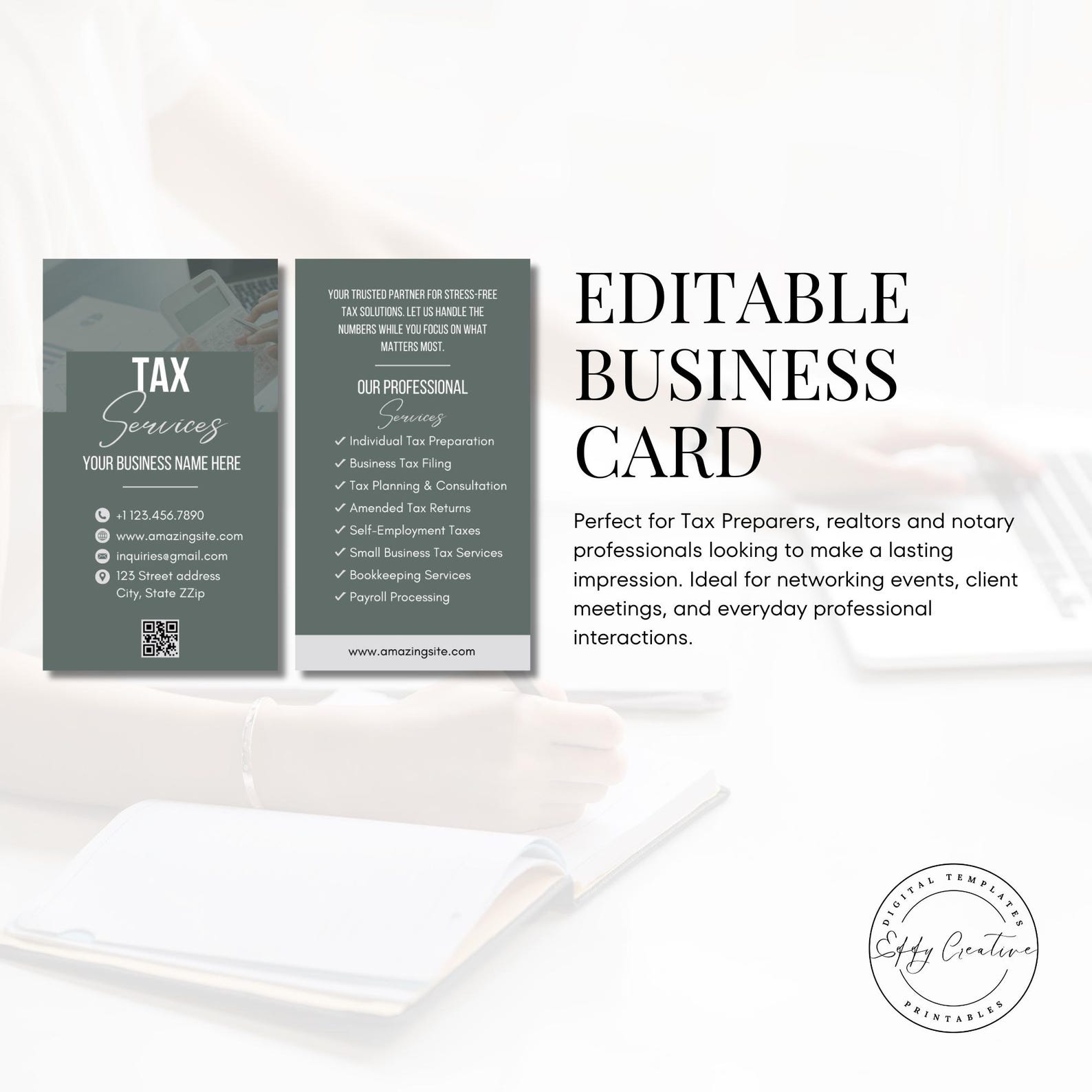 Tax Services Business Card Template: Editable Canva Design - Etsy
